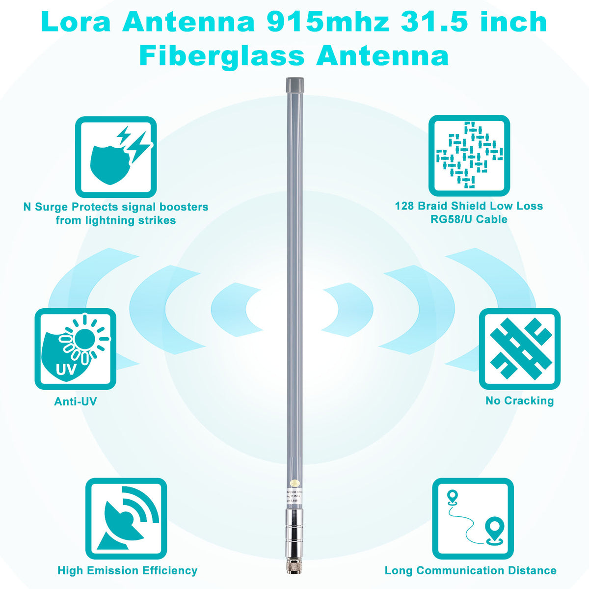 915MHZ LoRa Antenna Gateway Waterproof Antenna 5.8 dbi 915Mhz Fibergla ...